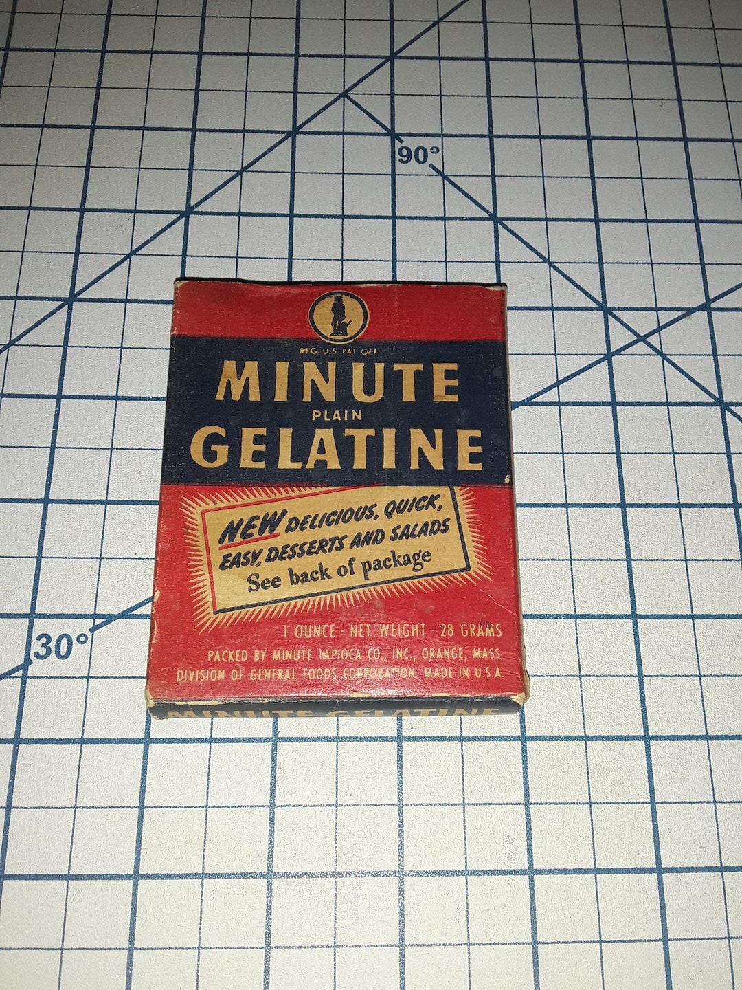Rare 1940s MINUTE GELATINE W/ 4 Unopened Full Packets Plain Unflavored ...