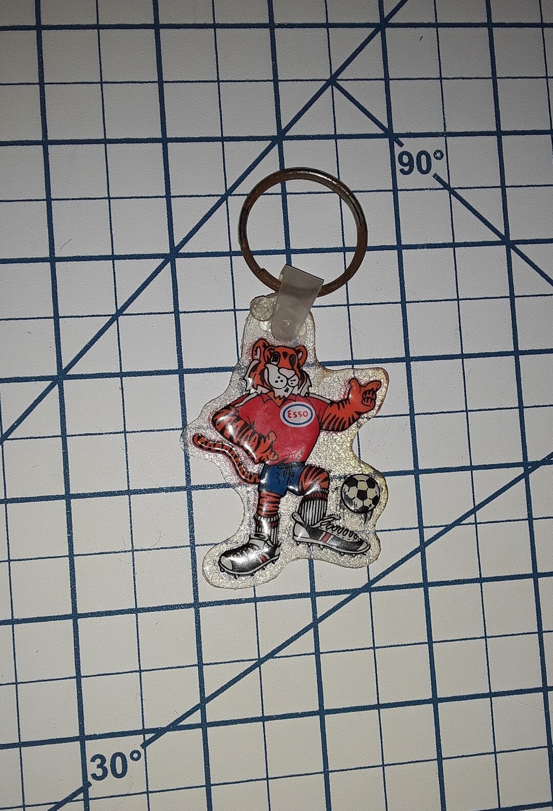 1970s ESSO Gas KEYCHAIN Put A Tiger in Your Tank - Playing Soccer ...