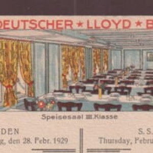 1929 SS DRESDEN Menu Card 3rd Class Postcard Vintage Cruise Ship - Etsy