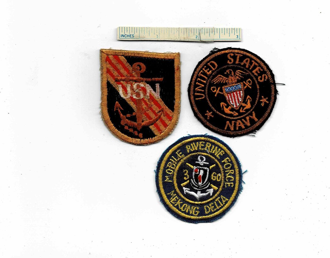 Vietnam War Lot of 3 US NAVY Mini-shoulder Patches Cloth Quilt Nam Div ...