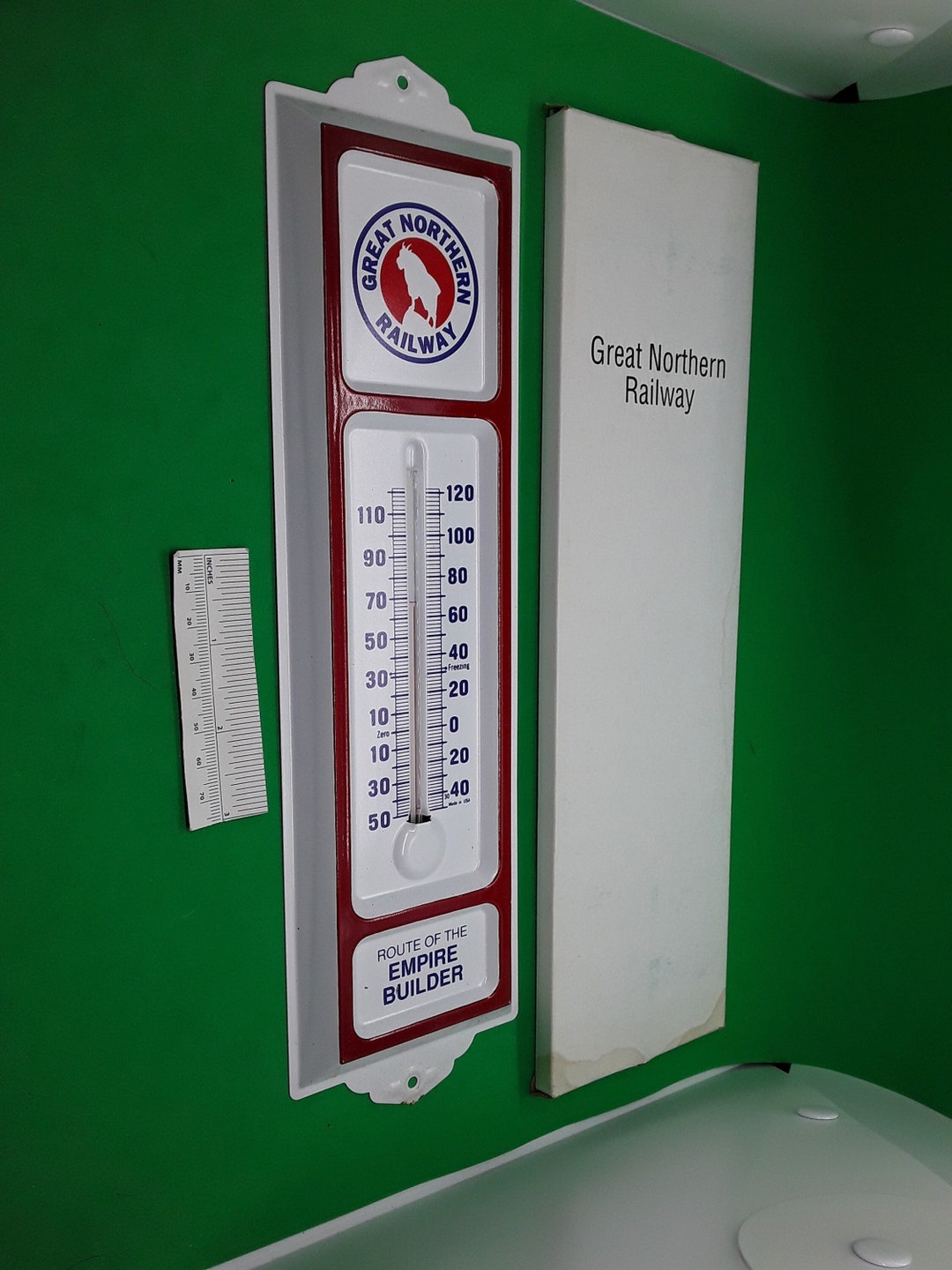 1980s GREAT NORTHERN Railway Railroad Outdoor Thermometer in Original ...