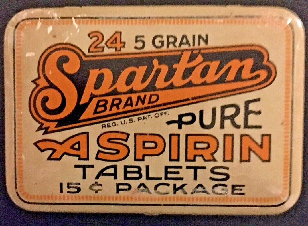 1920s NOS Spartan Pure Aspirin Tablets Tin Box Petersburg, VA. Vintage ...