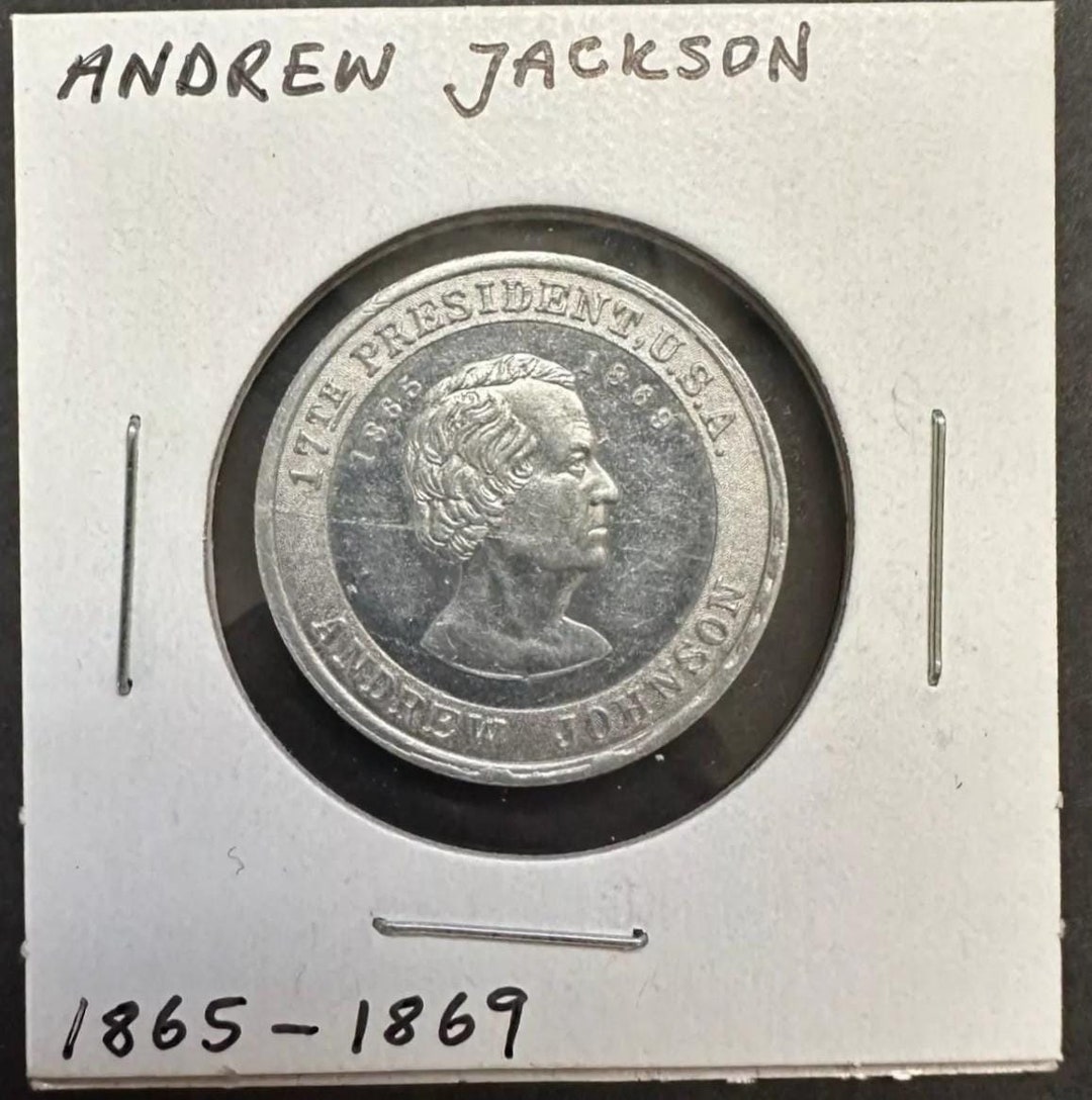 1933 ANDREW JOHNSON Cracker Jack Mystery Club Coin Token Toy Prize US ...