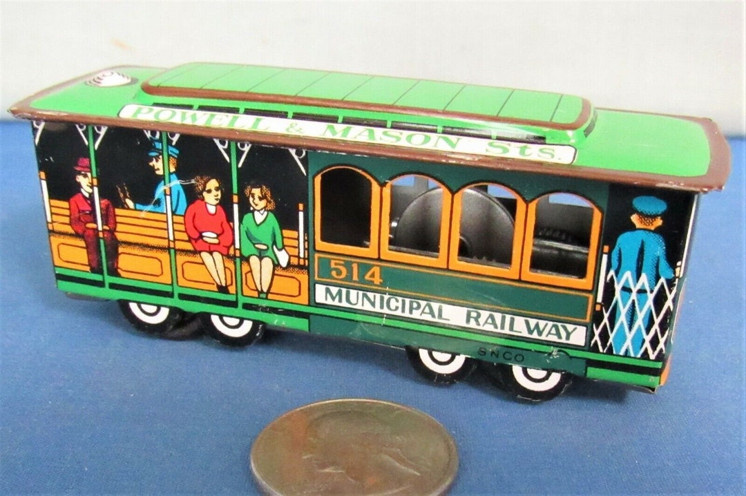 1960s CABLE CAR San Francisco Toy Streetcar Tin Litho Friction Drive ...