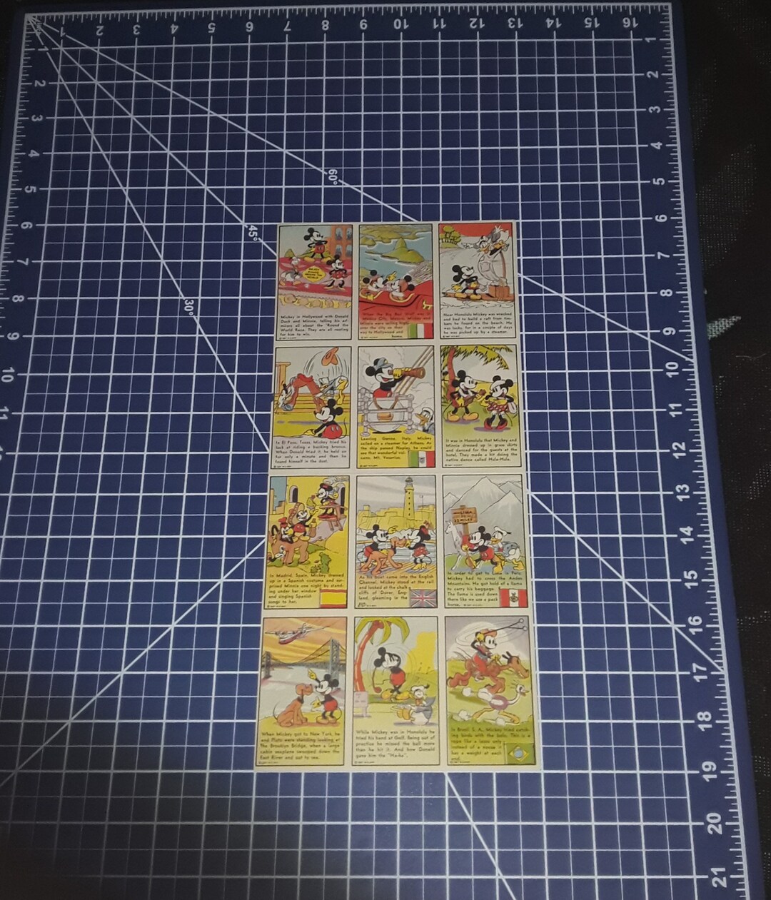 RARE 1937 MICKEY MOUSE Uncut Sheet of 12 Cards - Gold Cup White Bread ...