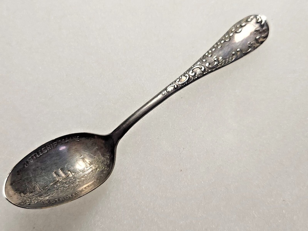 C1898 REMEMBER the MAINE Demitasse Spoon Silver Plate Us Ship Uss ...