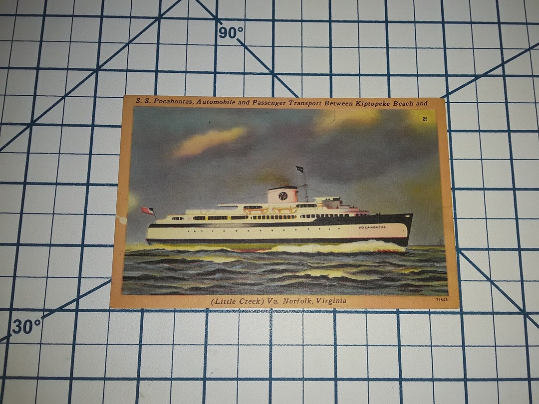 C1940s Linen POSTCARD SS Pocahontas Ferry Kiptopeke Beach to - Etsy