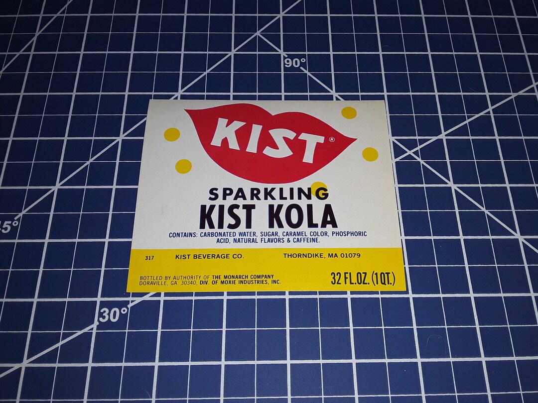 NOS 1960's KIST Sparkling Kola Bottle Label Big Red Lips on Front ...