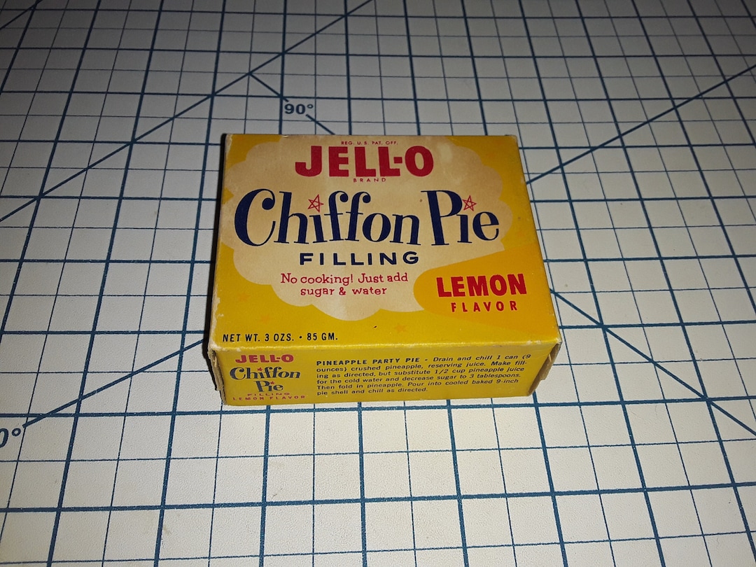 RARE 1950s Full Lemon CHIFFON PIE Flavor Jello Box Sealed Nos Vintage ...