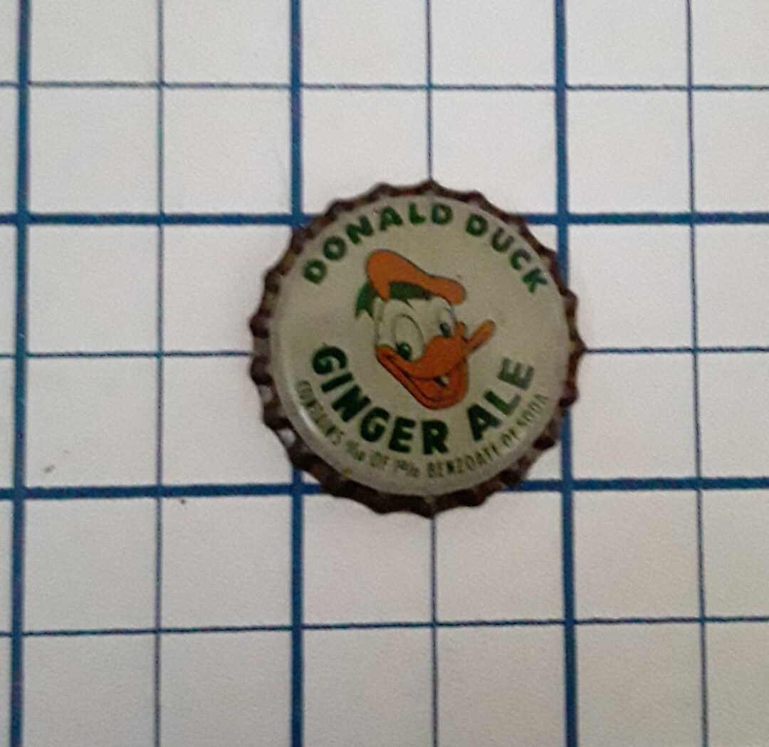 Orig 1950s DONALD DUCK Ginger Ale Unused Cork Bottle Cap Walt Disney ...
