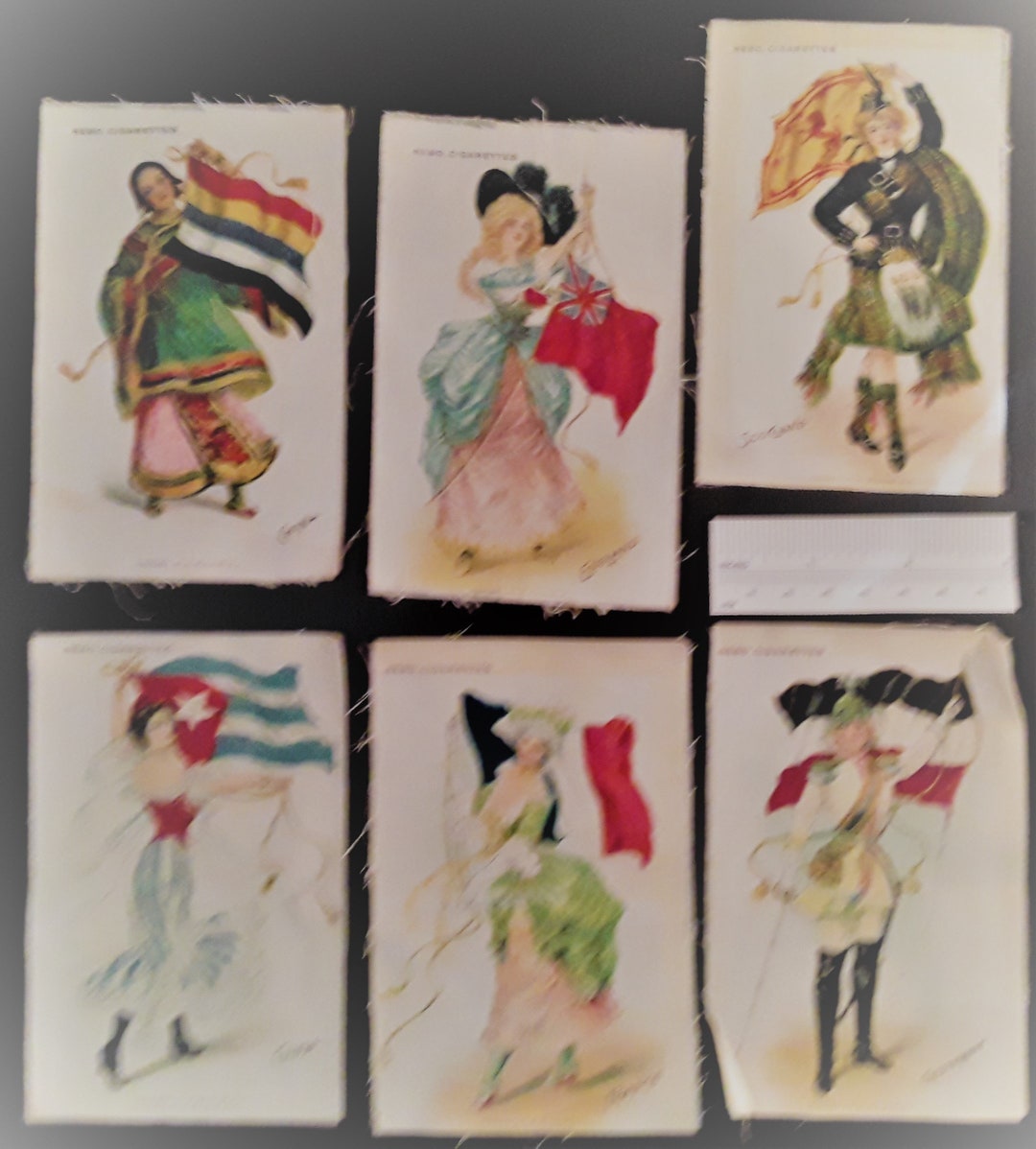 C1913 Lot of 6 Diff Nebo Girl & National Flag #10 Lorillard Tobacco Co ...