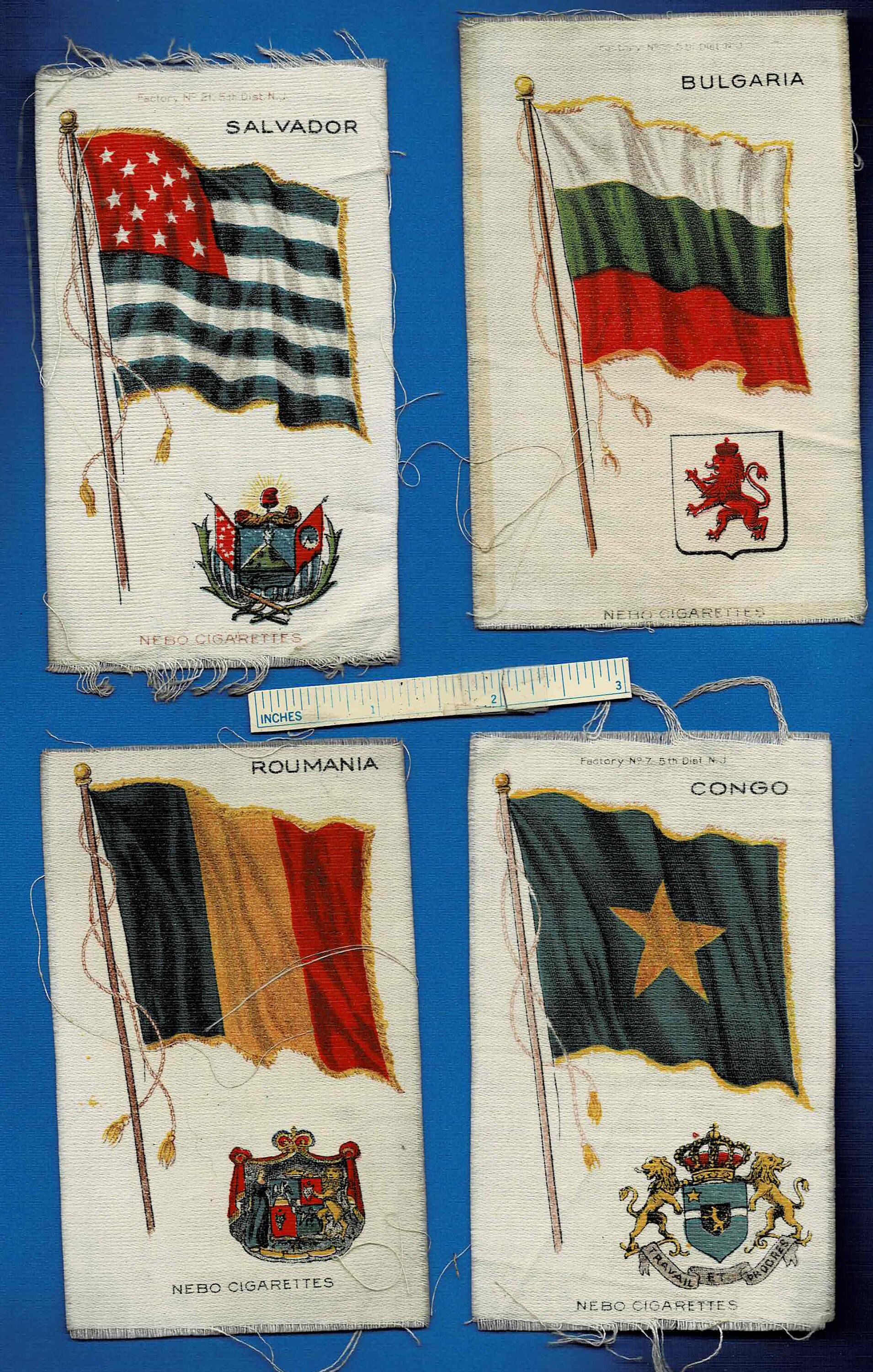 C1910 Lot of 4 Diff NATIONAL FLAGS & SEALS Tobacco Silks Nebo | Etsy