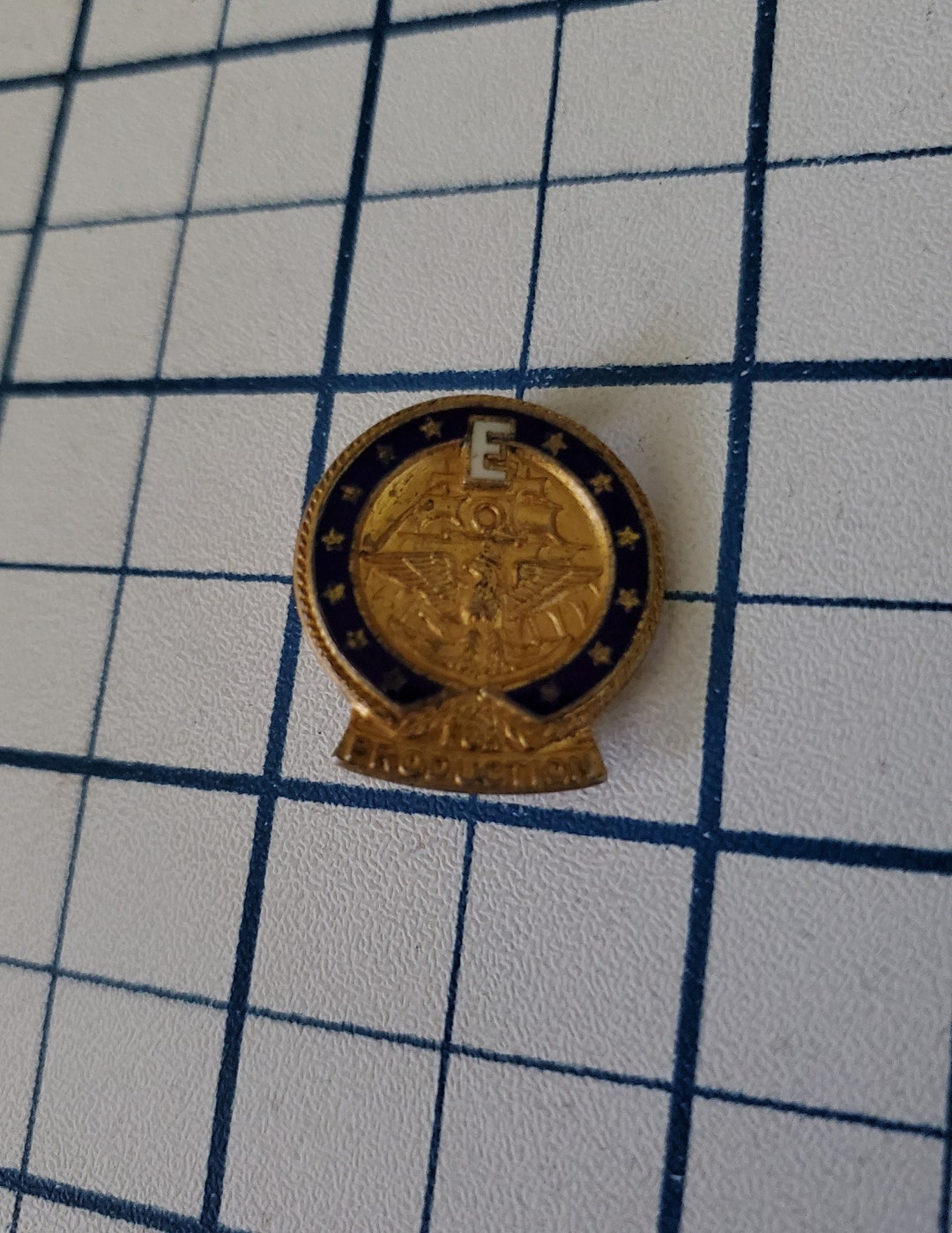 WW2 Sterling Silver US Navy "e" Civilian Production Pin Enamel ...