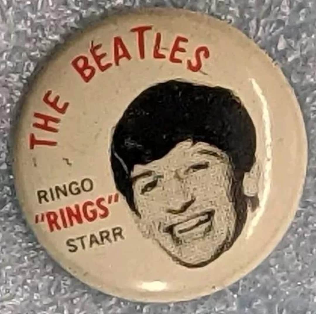 Original 1964 Ringo "rings" Starr the BEATLES - Metal Pin Pinback Vintage Rock Band John Paul ...