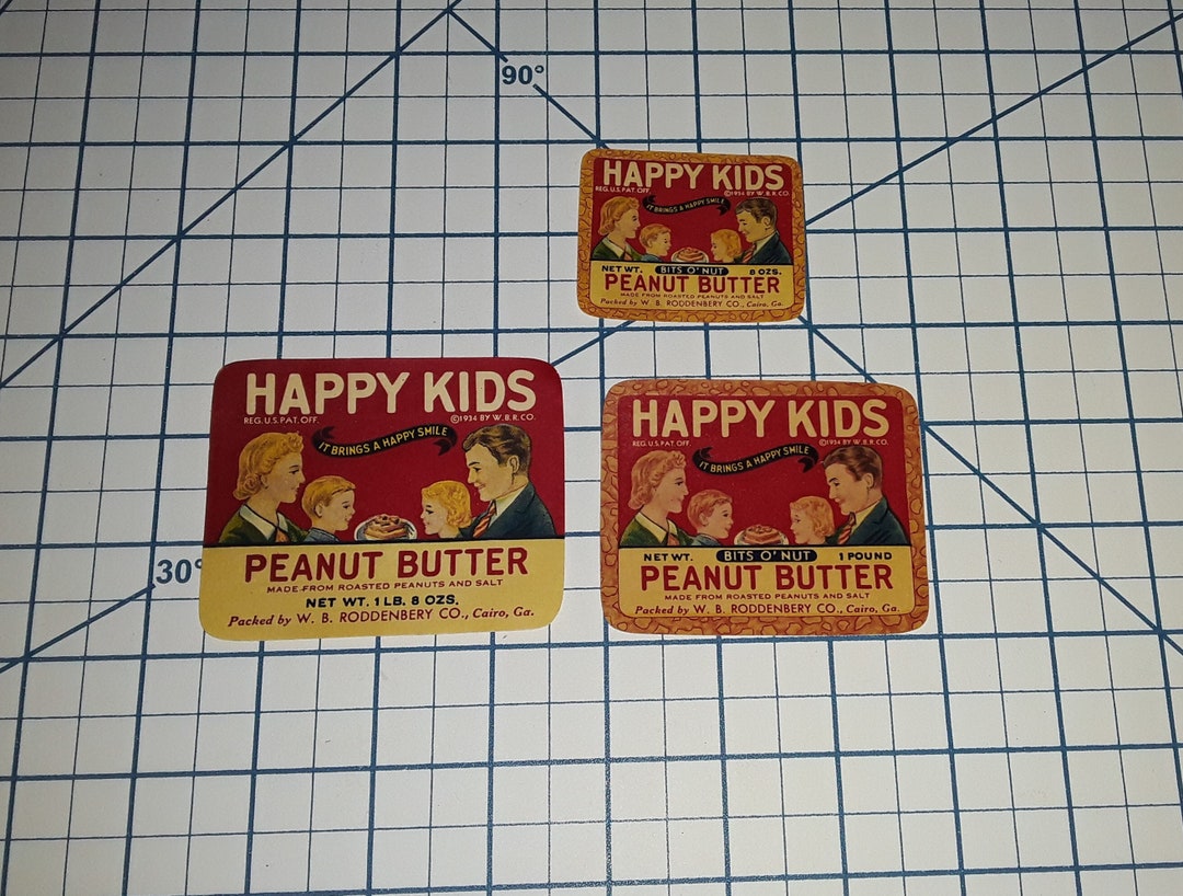 NOS C1930s Lot of 3 Diff Unused HAPPY KIDS Peanut Butter Labels ...