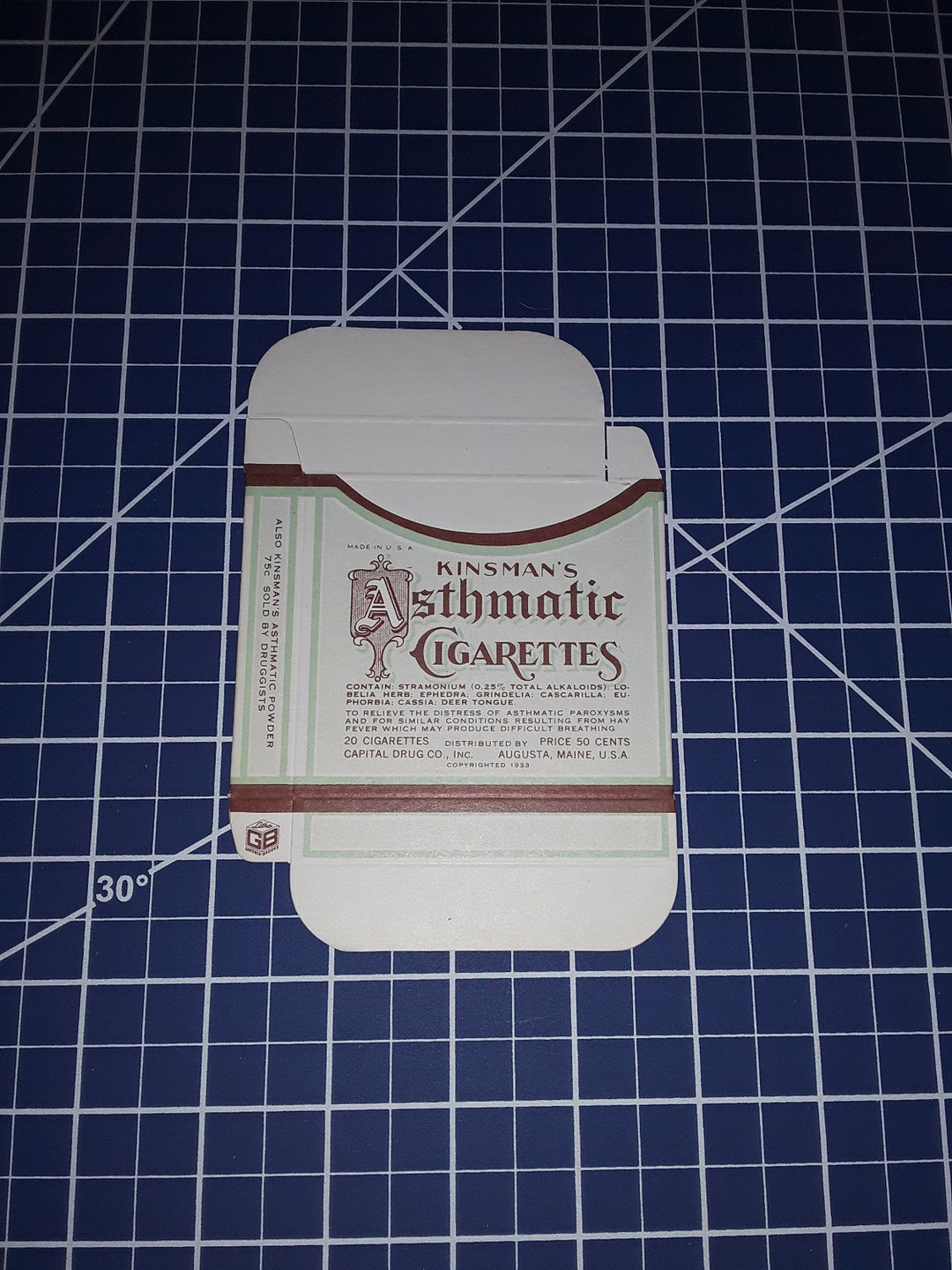 Nos C1930s KINSMAN'S ASTHMATIC Cigarettes Box Vintage Smoking Brand US ...