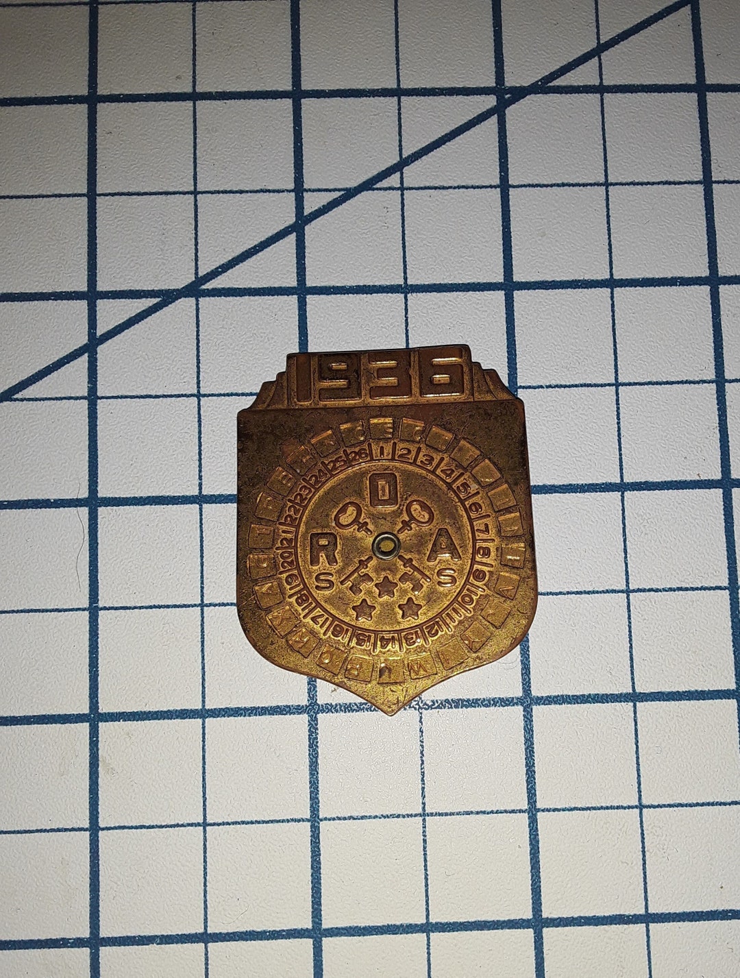 1936 LITTLE ORPHAN ANNIE Decoder Secret Society Badge #2 Membership ...