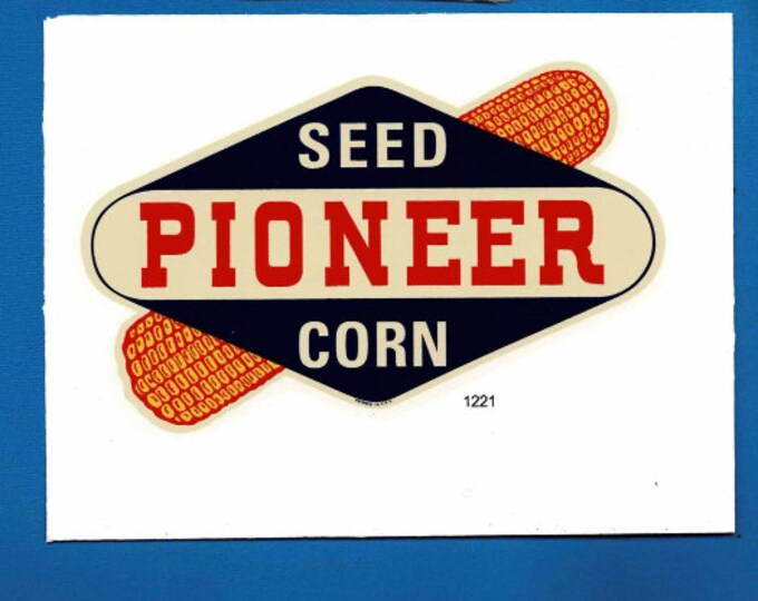 Large 1960s Decal PIONEER SEED CORN 11 Litho Vintage Transfer Farm ...