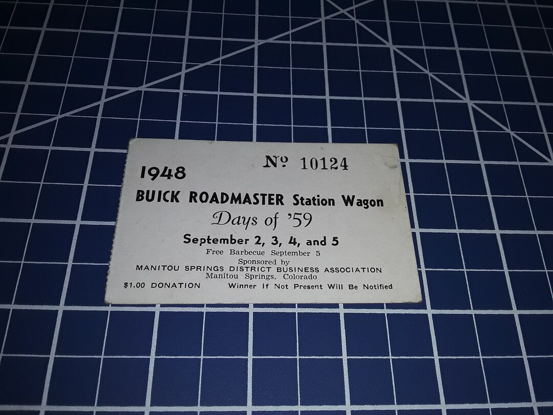 RARE 1948 Buick Roadmaster Station Wagon RAFFLE Ticket Vintage ...