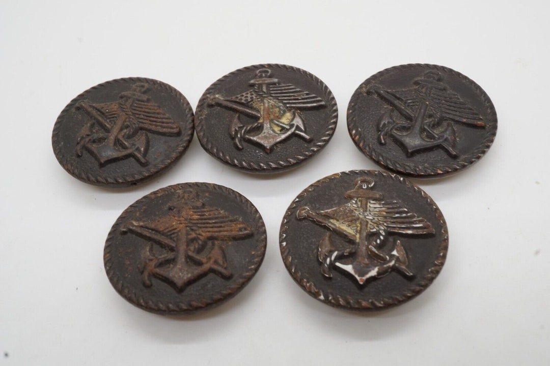 Lot of 5 Original WW1 US NAVY Buttons Jacket Coat Metal American W ...