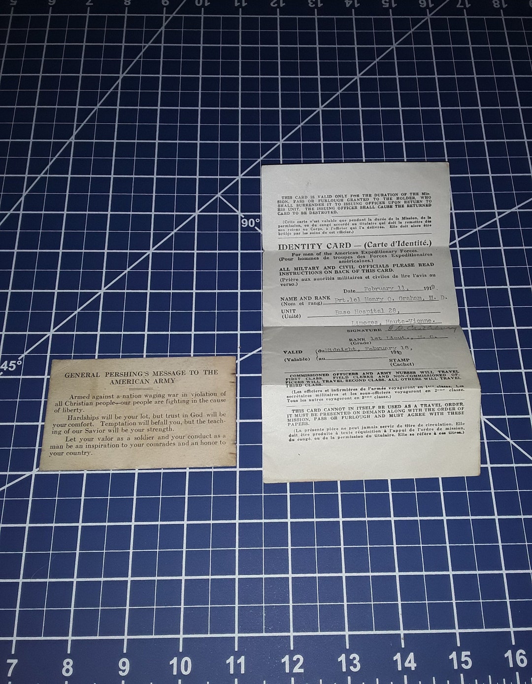 Rare 1919 Orig WW1 Era US Army Named Identification Card & Application ...