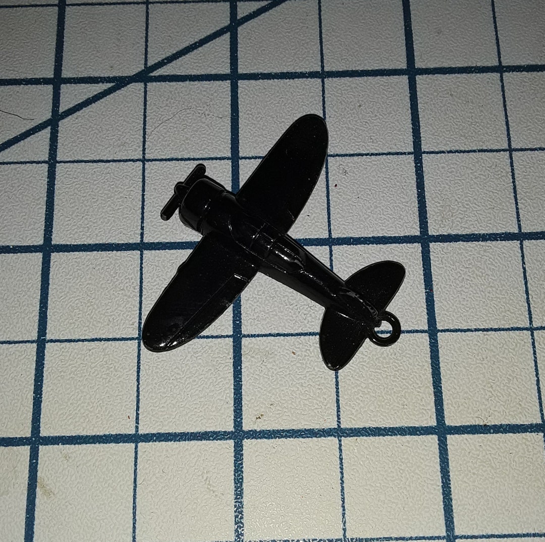 1920s Metal Black Airplane CRACKER JACK TOY Charm Vintage Antique Prize ...