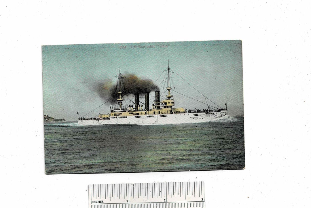 WW1 USS OHIO BB-12 Battleship Us Navy Ship Postcard Vintage Wwi Usn ...