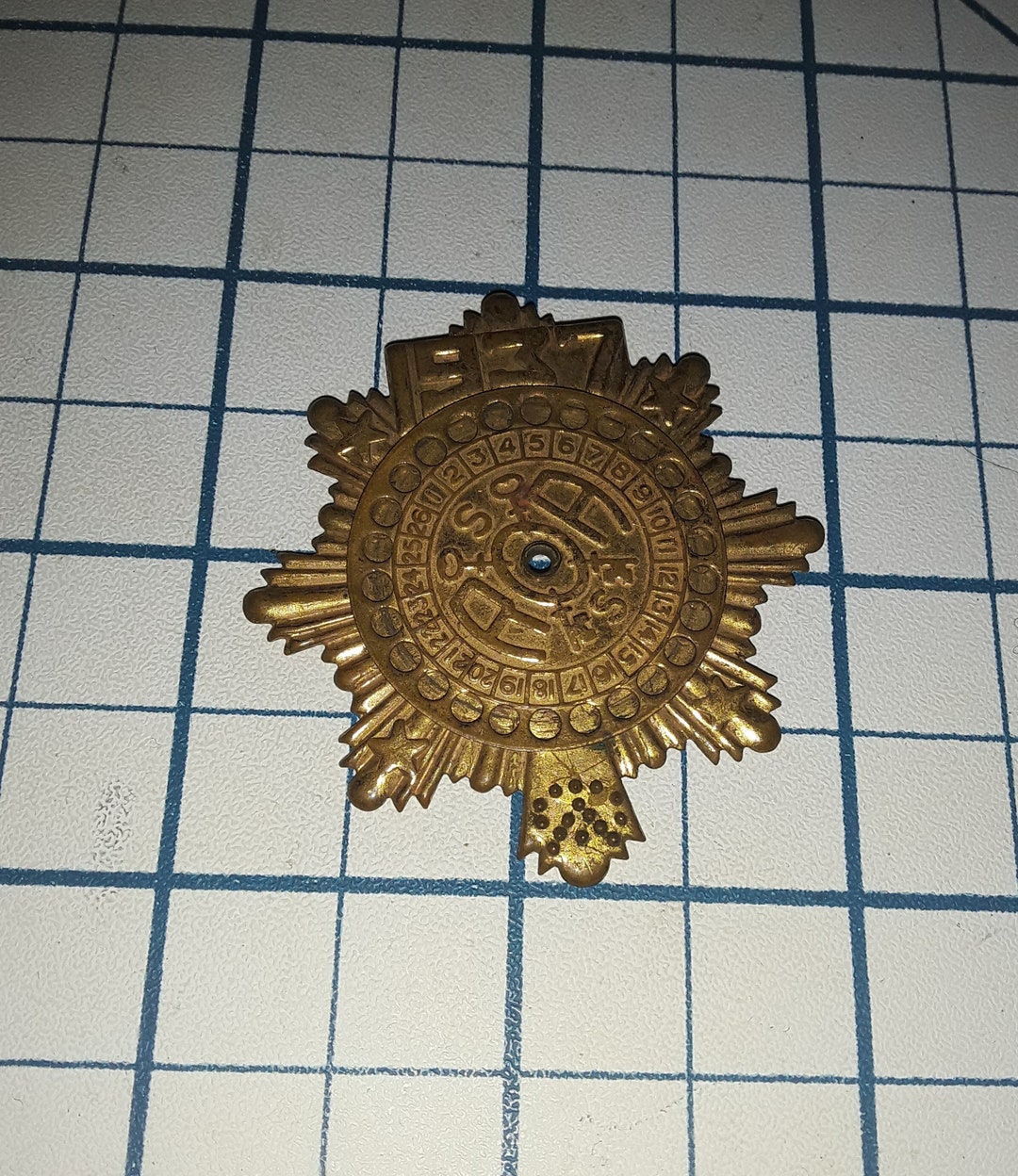 1937 LITTLE ORPHAN ANNIE Decoder Secret Society Sunburst 2 Brass Badge ...