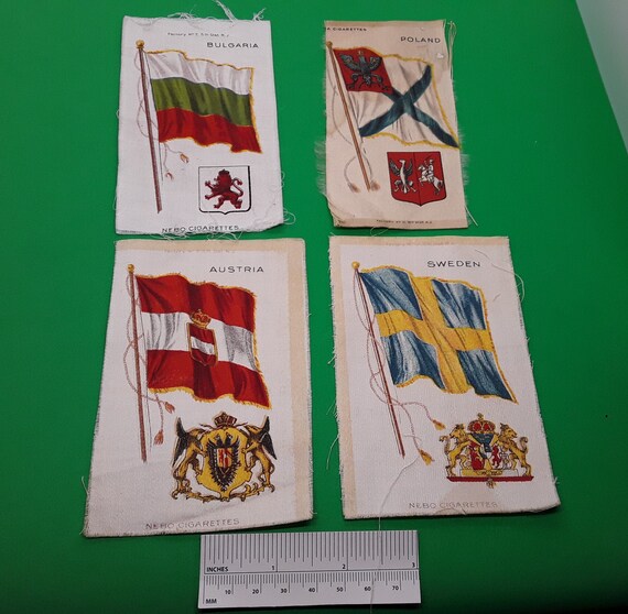 C1910 Lot of 4 Diff NATIONAL FLAGS & SEALS Tobacco Silks Nebo - Etsy