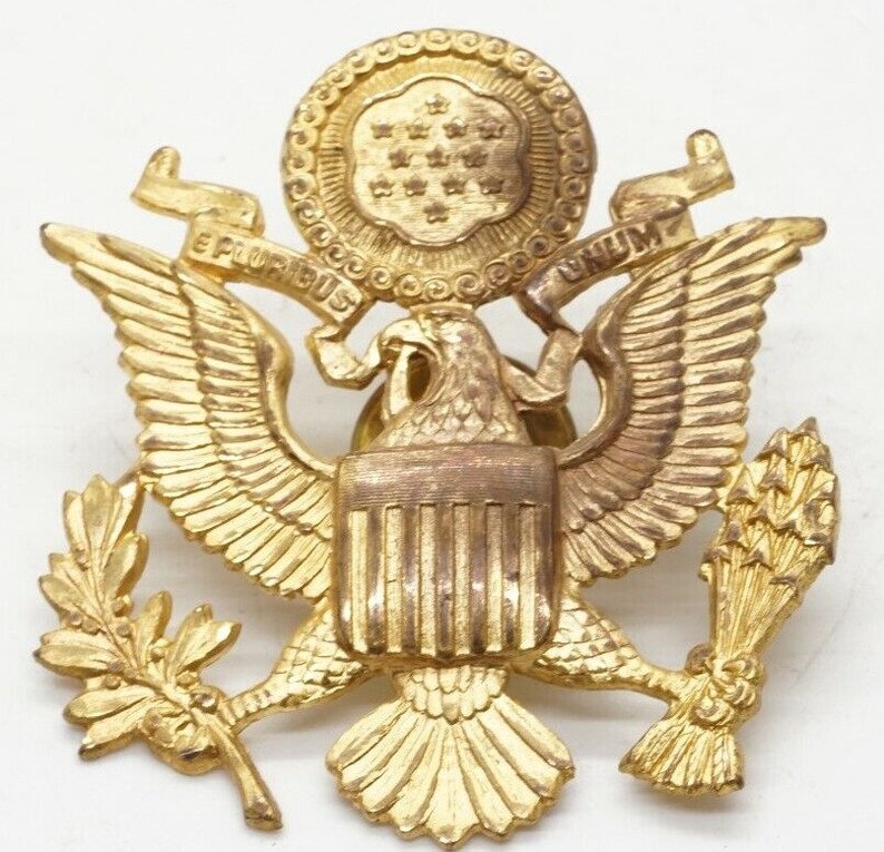 WW2 Gold Plated Army Enlisted HAT BADGE by Amcraft Screw Post - Etsy