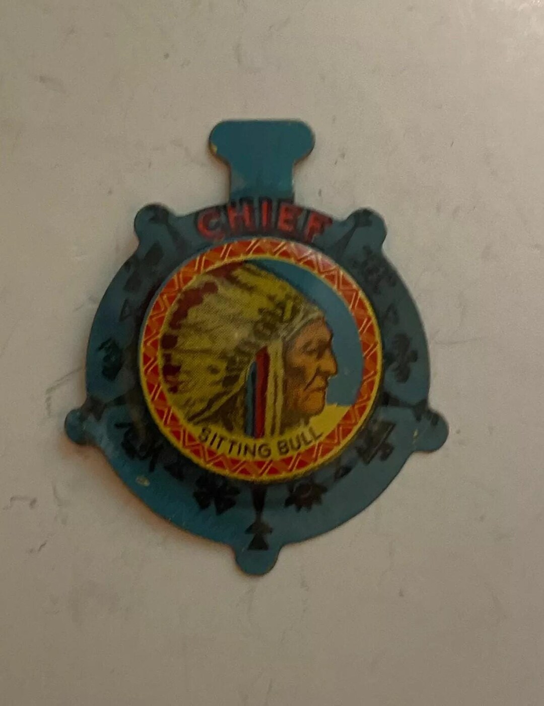 1951 SITTING BULL Post Raisin Bran Cereal Tab Pin Insert Metal Souvenir ...