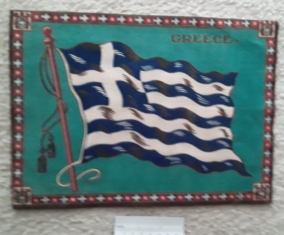 C1914 Large GREECE Flannel Flag B4 Vintage Tobacco Greek - Etsy UK