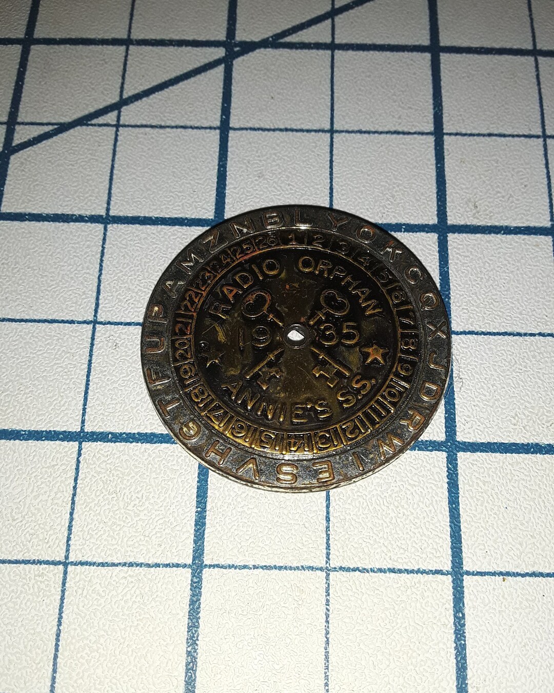 1935 LITTLE ORPHAN ANNIE Decoder Secret Society Badge Membership Medal ...