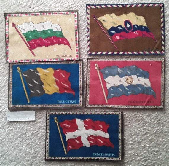 Lot of 5 Diff C1914 Flannel Natl Flags 15 Vintage B6 Tobacco | Etsy