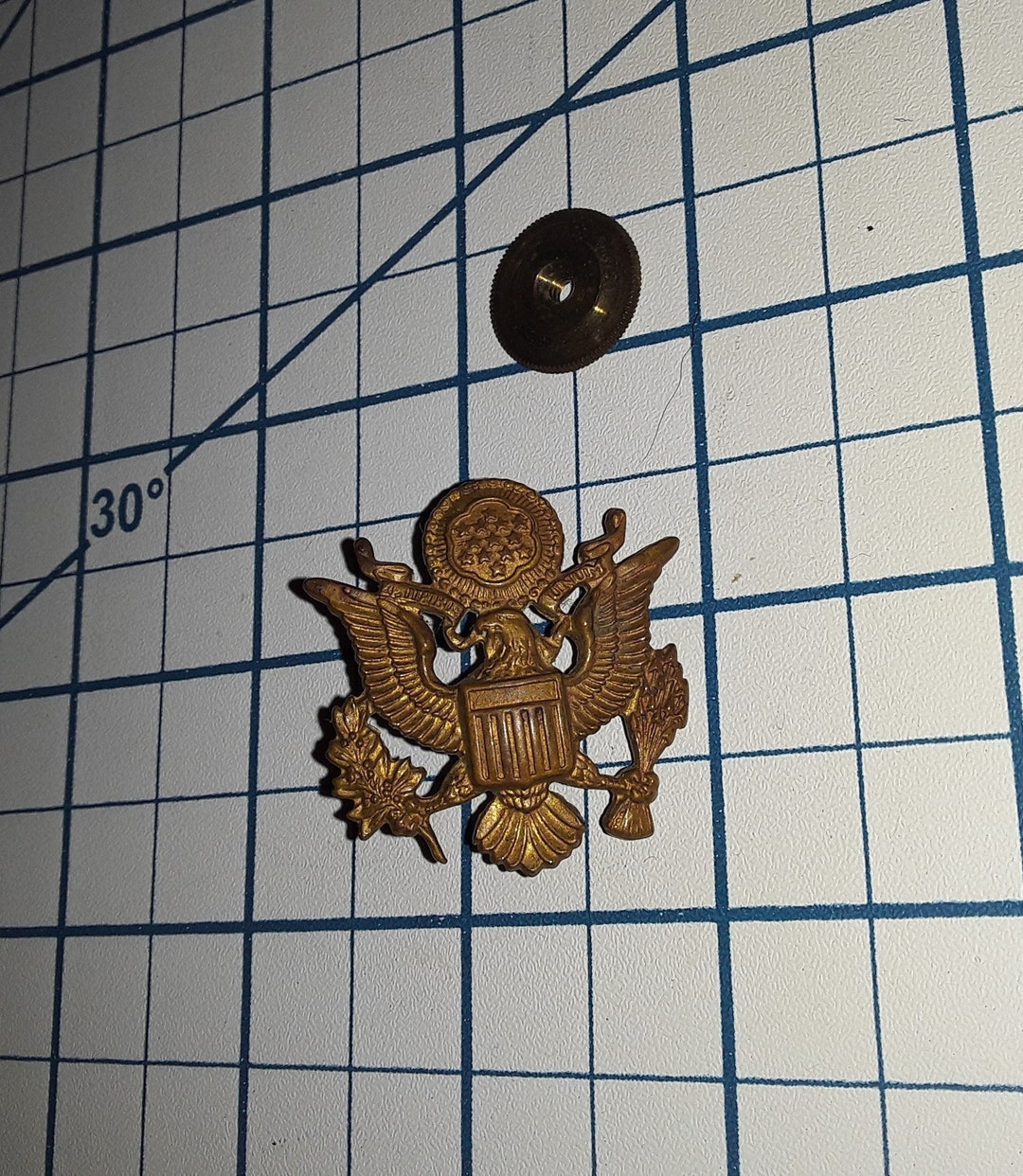 Early WW2 Screw Post US ARMY HAT Badge Insignia Vintage W/ Original Nut ...