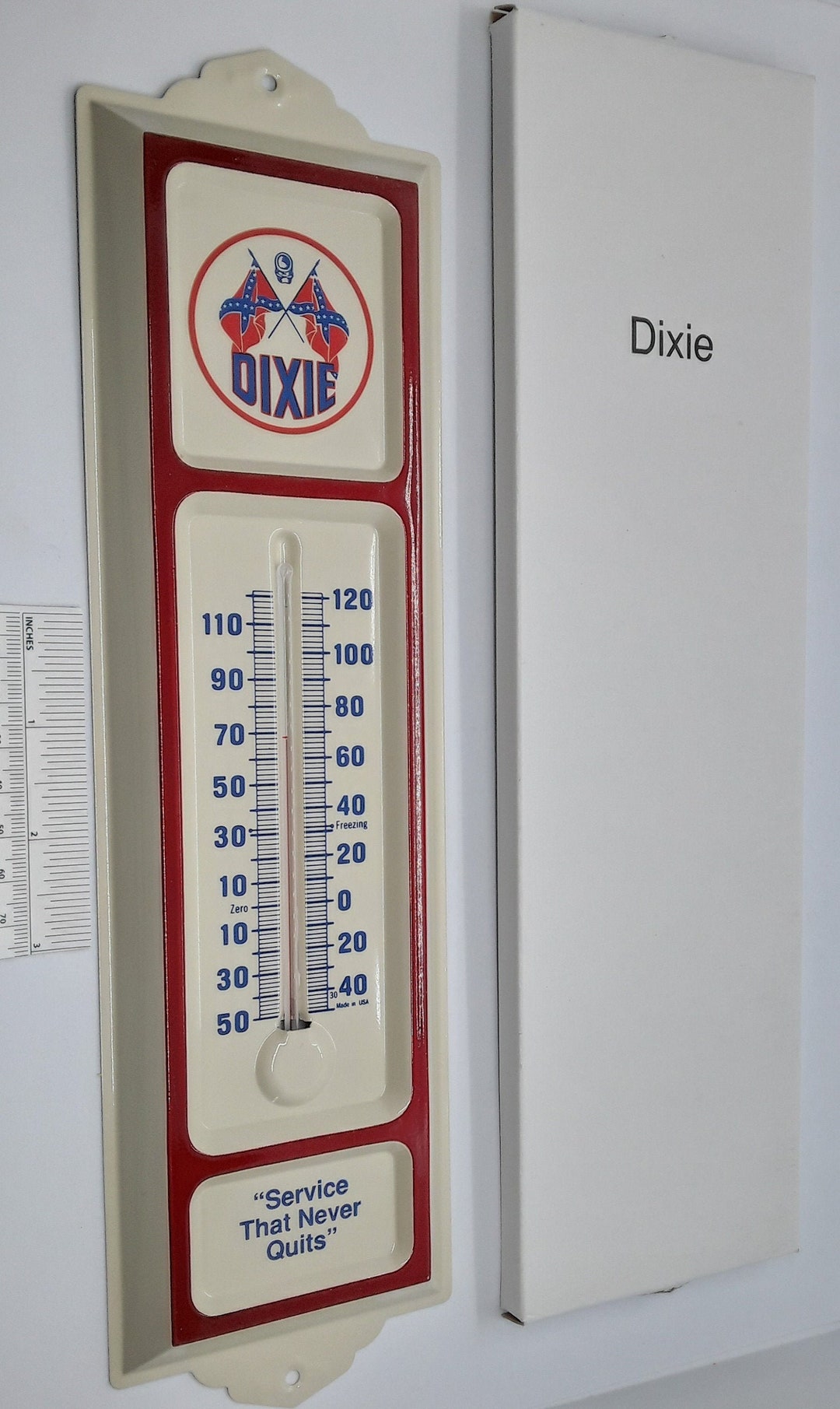 1980s DIXIE LINES Railroad Train Outdoor Thermometer in Original Box ...