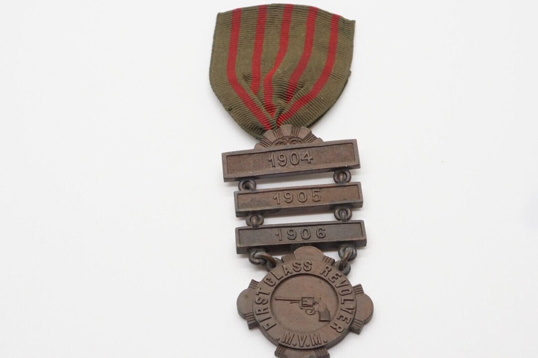 Rare! 1904, 1905, 1906 First Class REVOLVER MEDAL M.V.M. by Hayes ...