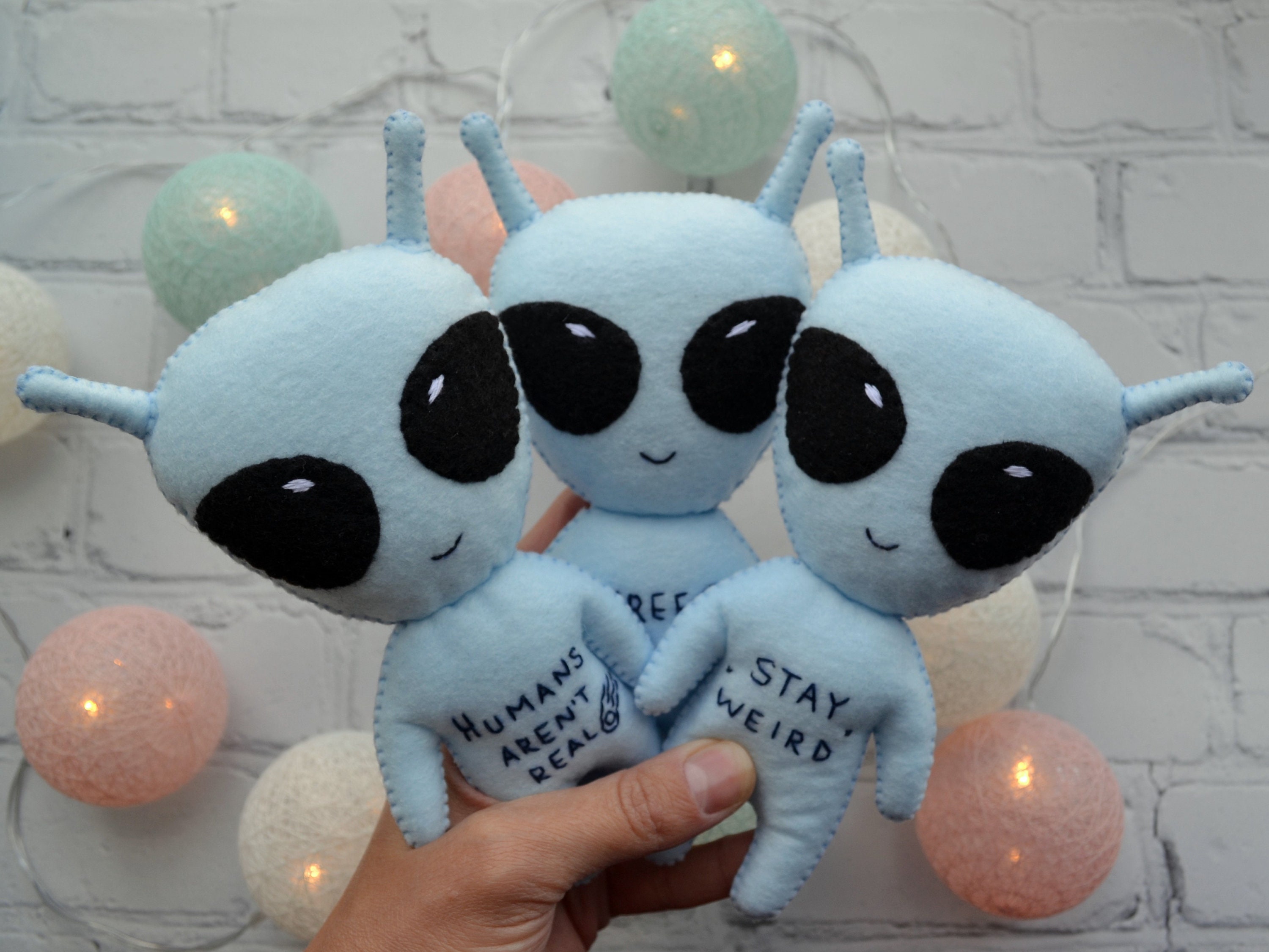 Alien plushie Blue tattooed plush alien UFO stuffed toy | Etsy