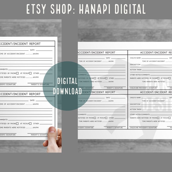 Daycare Incident Report Printable - Etsy