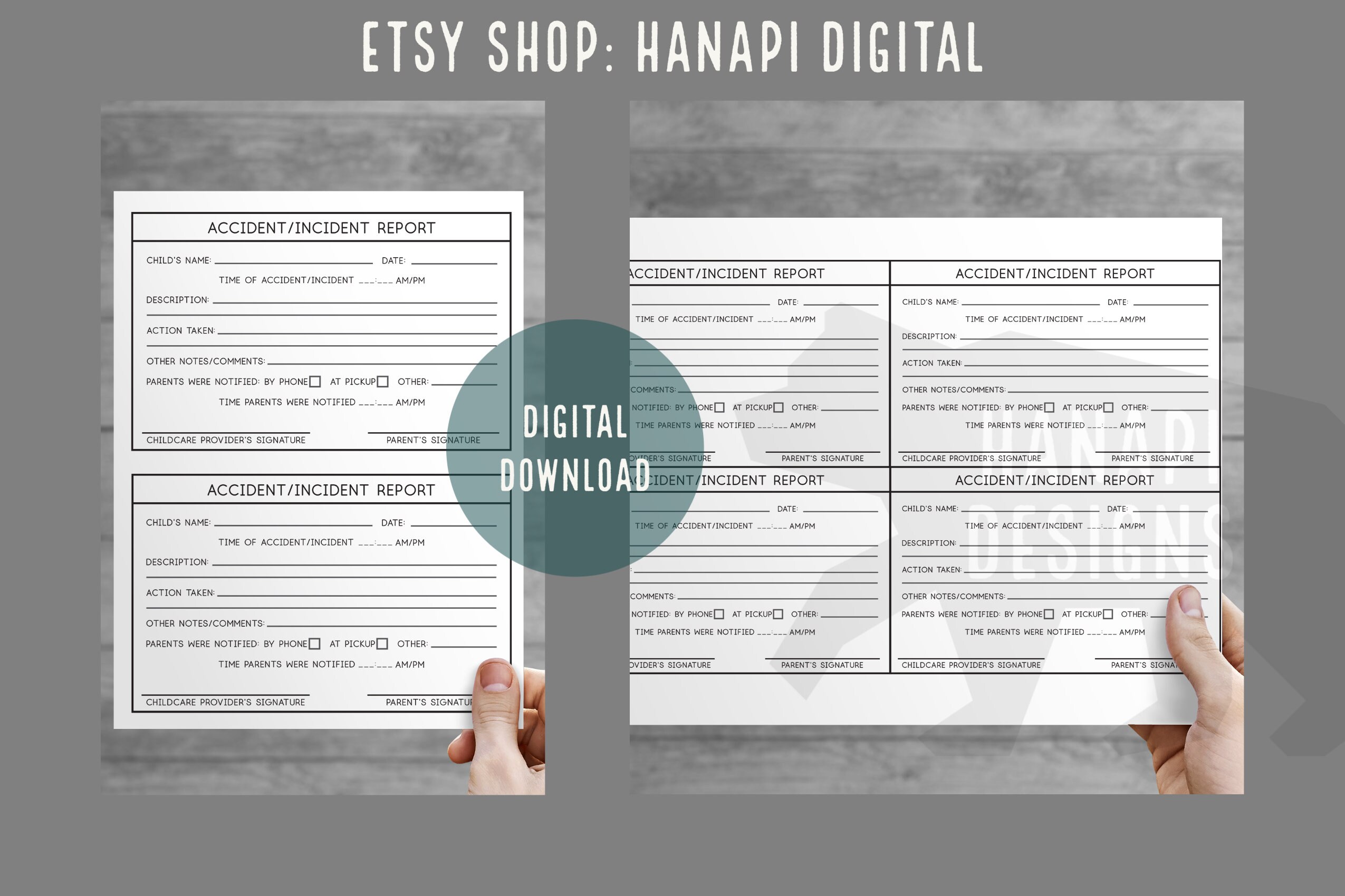 2 Ct Accident Incident Report With Parent Signature Minimal School ...