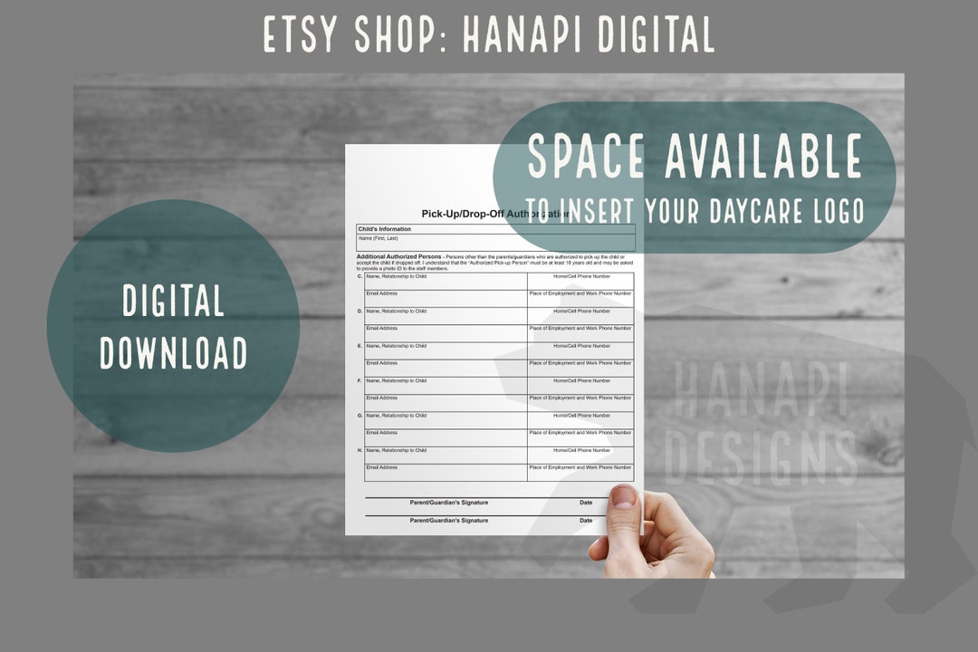 Authorized Pick-up/drop-off Form | Minimal Aesthetic | Starting ...