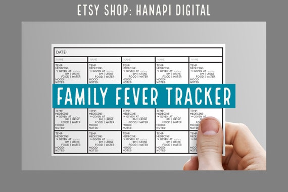 Sick Family Fever Tracker Home Basic Medication Log | Etsy