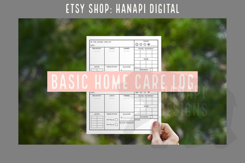Home Care Journal: Basic Hospice Log, Minimalist Design (digital ...