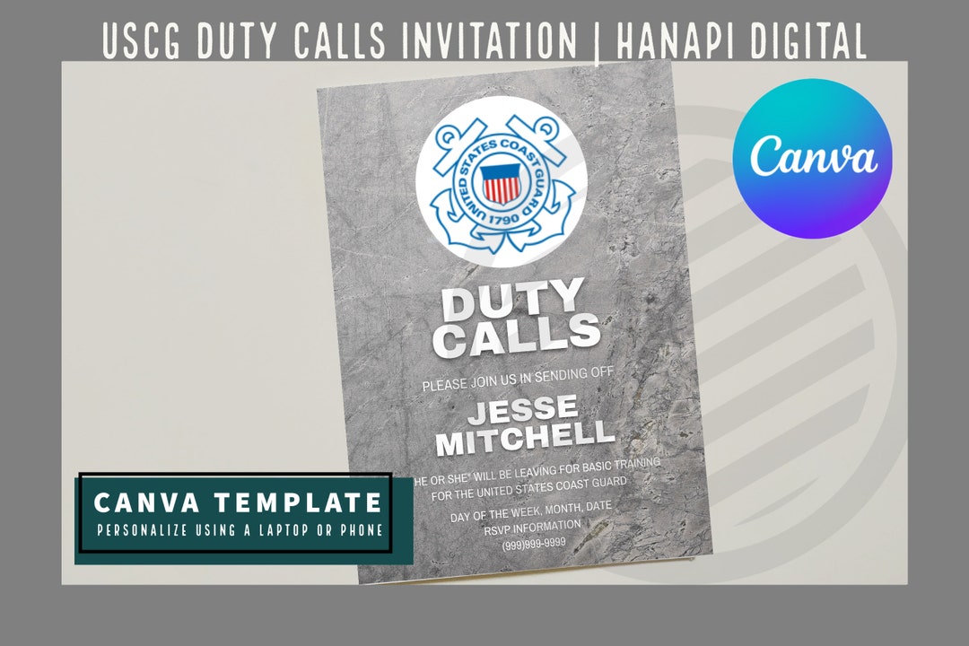 US Coast Guard Invitation: Boot Camp Send off (digital File) - Etsy