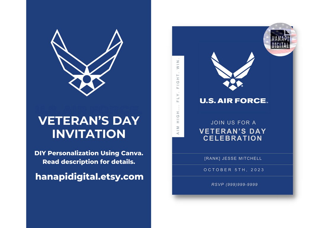 2024 US Air Force Veteran's Day Invitation | Honor, Honorable ...