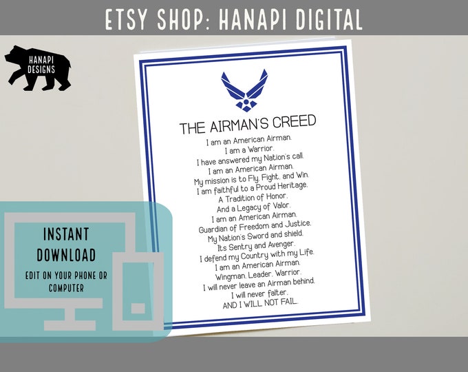 Airman's Creed Plaque - Etsy