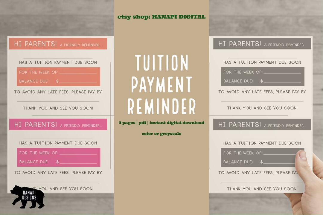 2 Pc Tuition Payments Reminder | Send Home Flyer, | Friendly Minimal ...