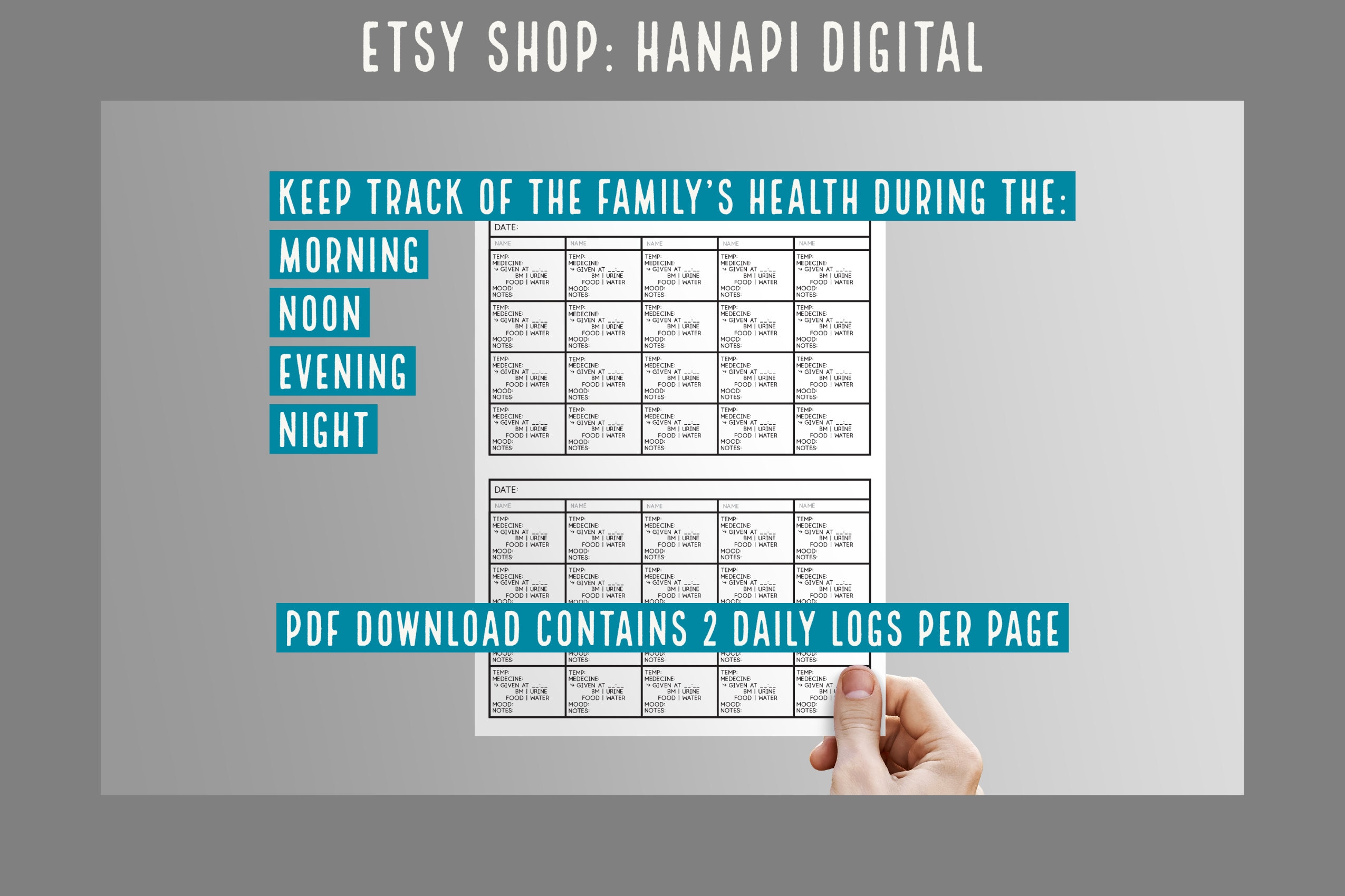 Sick Family Fever Tracker Home Basic Medication Log - Etsy