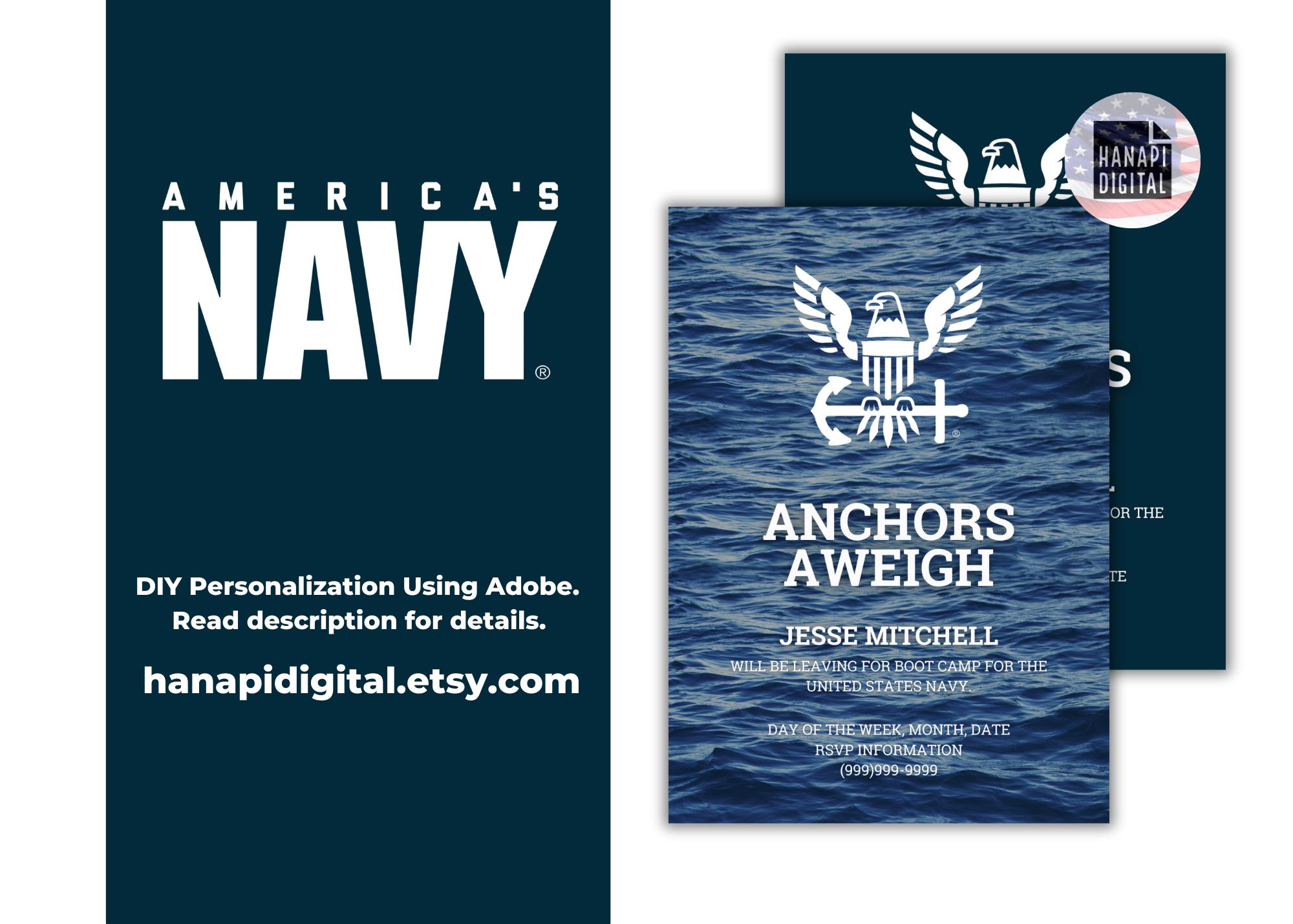 America's Navy | Anchors Aweigh Invitation | DIGITAL DOWNLOAD - Etsy
