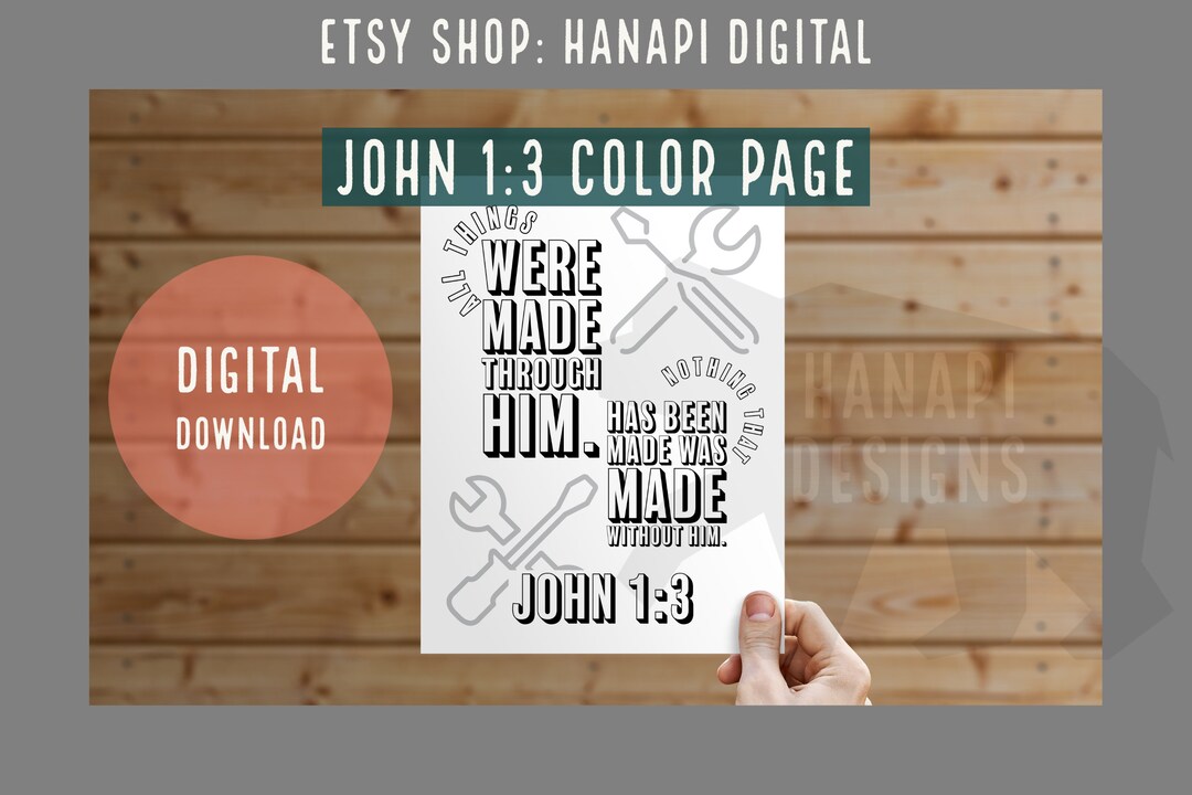 John 1:3 Bible Verse Coloring Page for Kids (digital Download) - Etsy